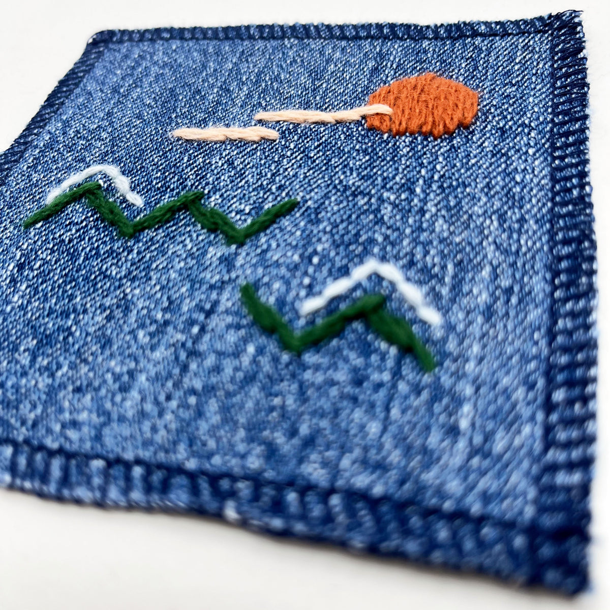 Hand Embroidered Abstract Landscape Patch – Scattered Light Stitchery